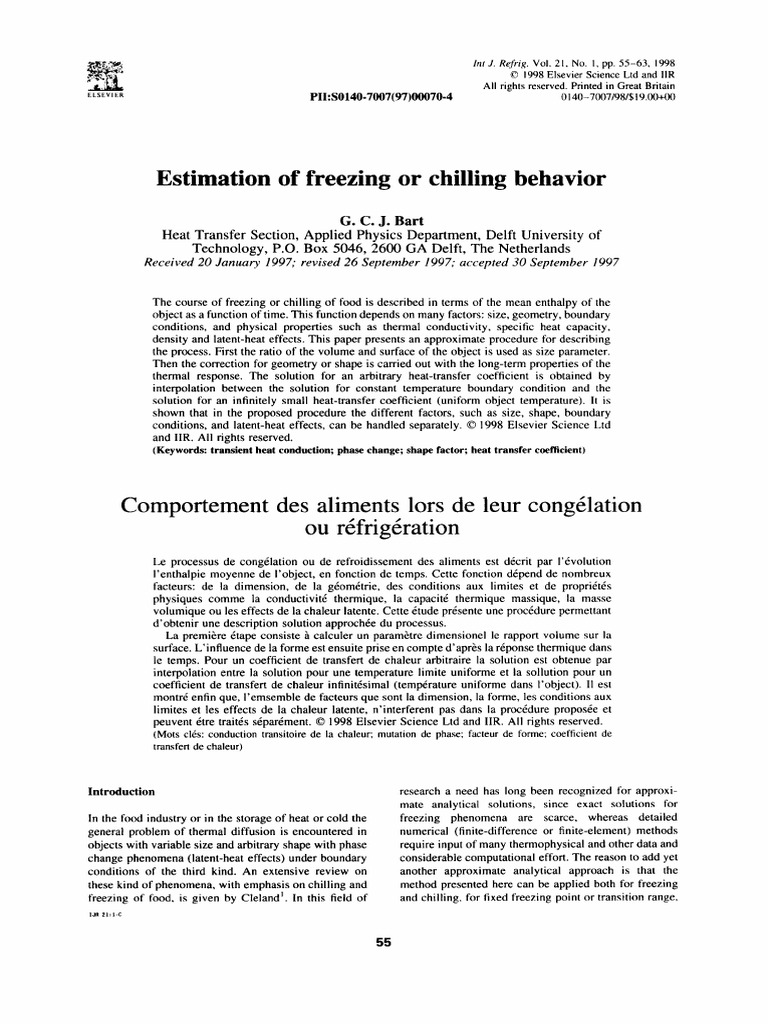 Estimaton of Freezing or Chilling Behavior | PDF | Heat | Heat Transfer