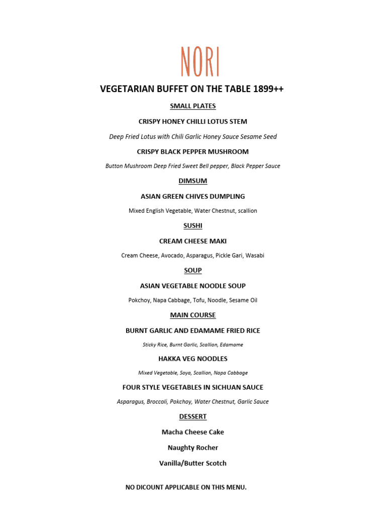 Buffet On The Table Menu | PDF | Sushi | Thai Cuisine