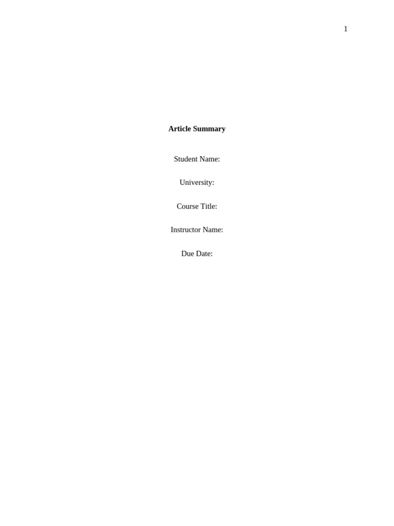 Article Summary Pdf Methodology Cognition