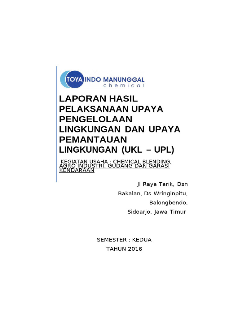 Toaz - Info Contoh Laporan RKL RPL BLH PR | PDF