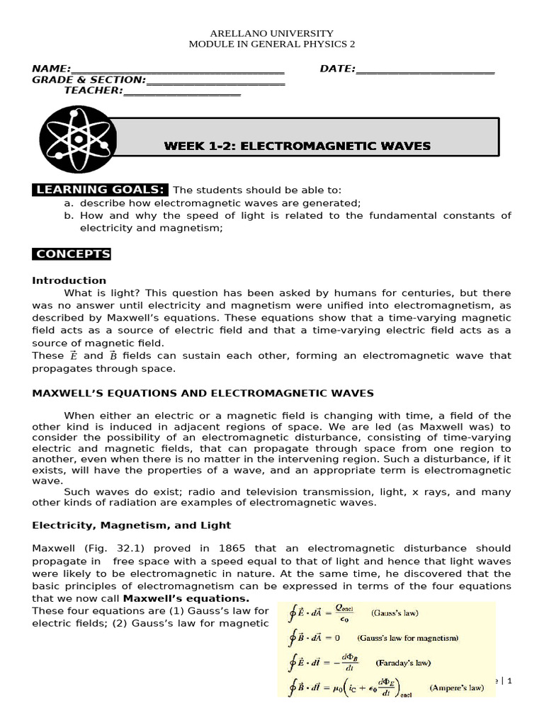 General Physics 2 - Final | PDF | Electromagnetic Radiation | Waves