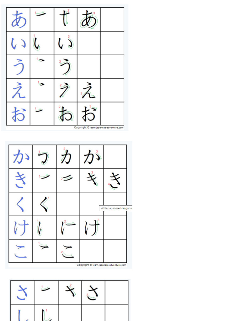 Latihan Menulis Hiragana | PDF