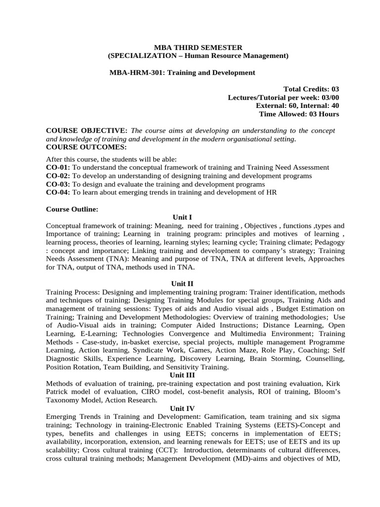 MBA-HRM-3rd & 4th Semester | PDF | Analytics | Human Resource Management