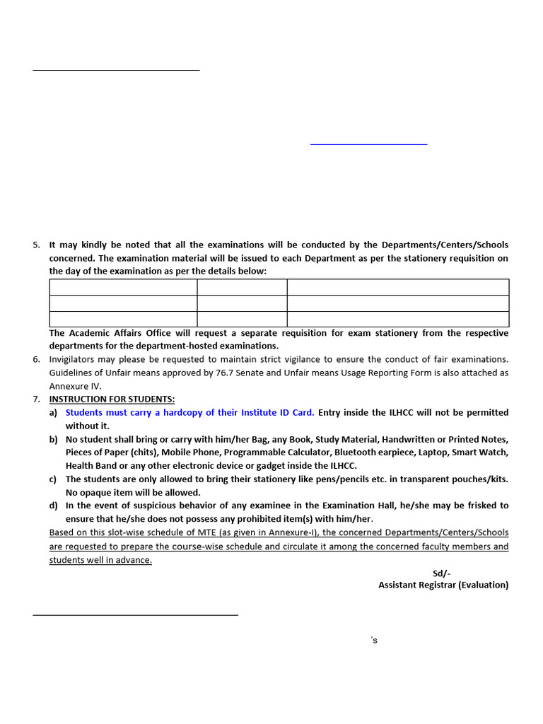 Final Schedule of MTE Autumn 2024-25 | PDF
