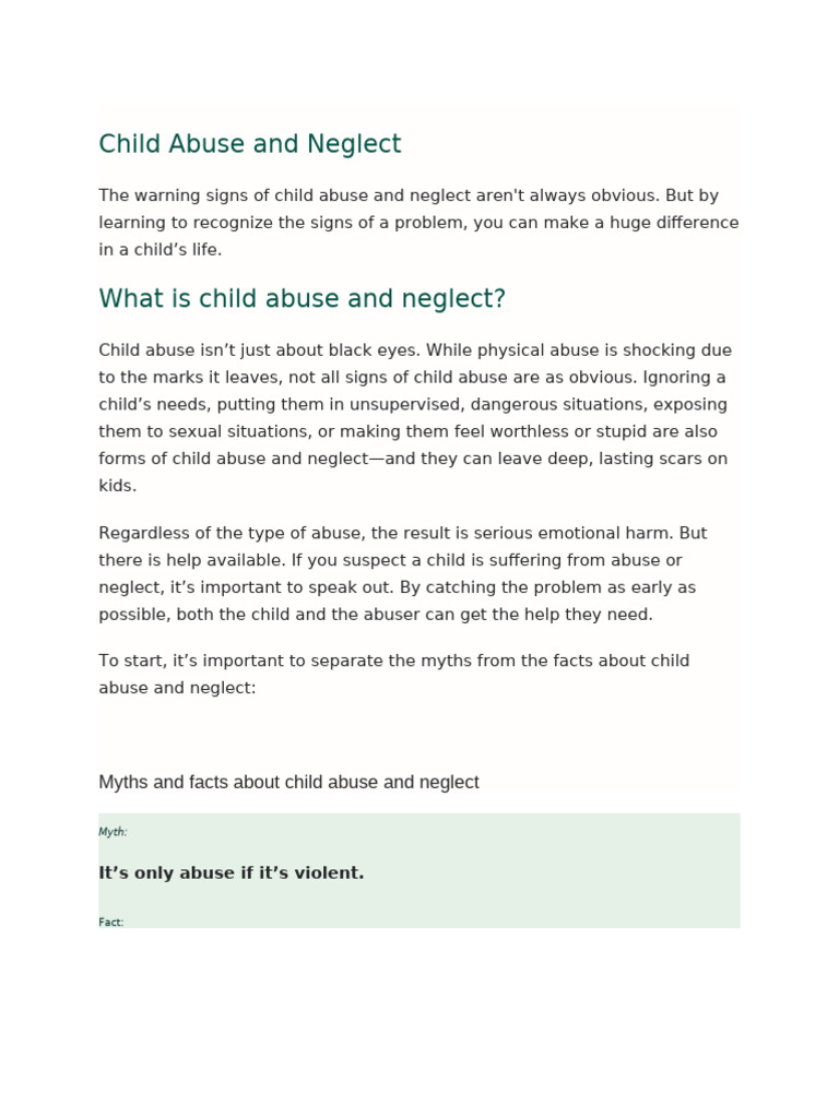 Child Abuse and Neglect | PDF | Child Abuse | Parenting