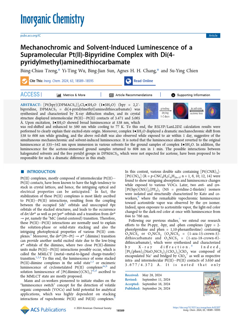 24 IC 18589 PT Mechanochromism | PDF | Coordination Complex | Molecules