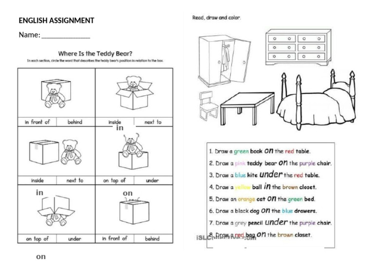 English Assignment Prepositions - 5to Grade | PDF