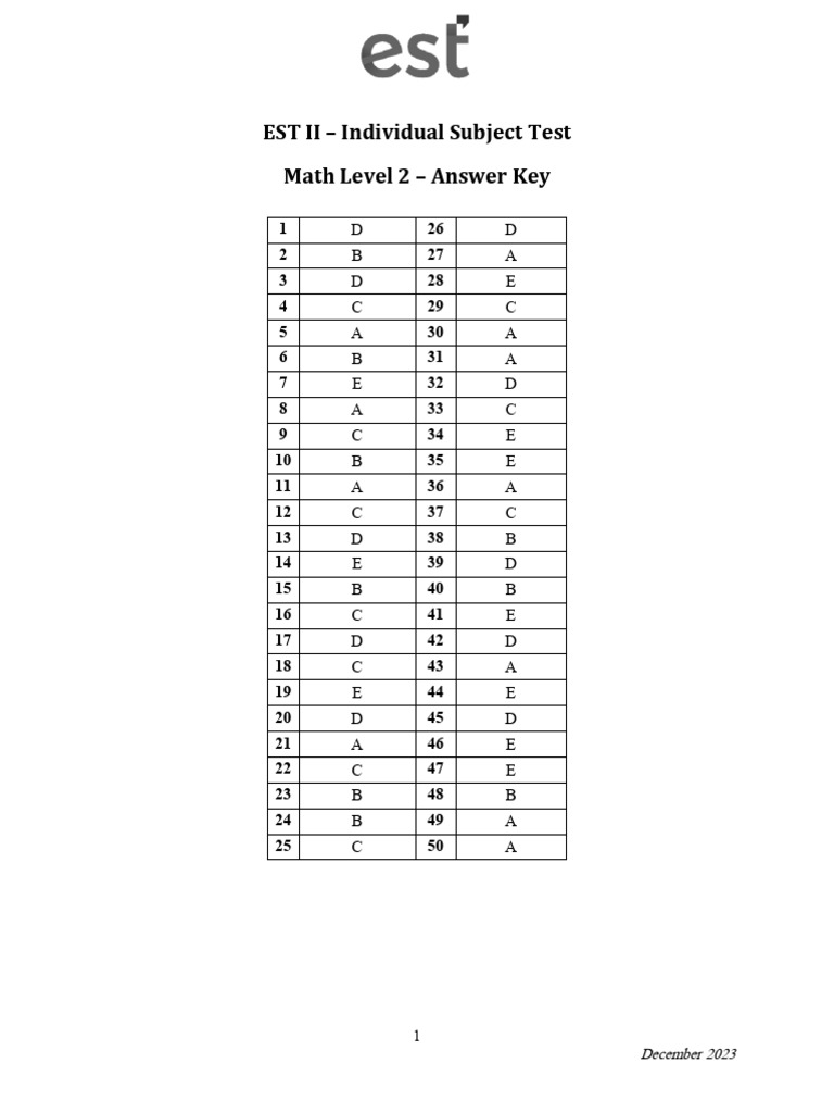 EST-2-Math-Level-2 Sample Test AK | PDF | Teaching Methods & Materials