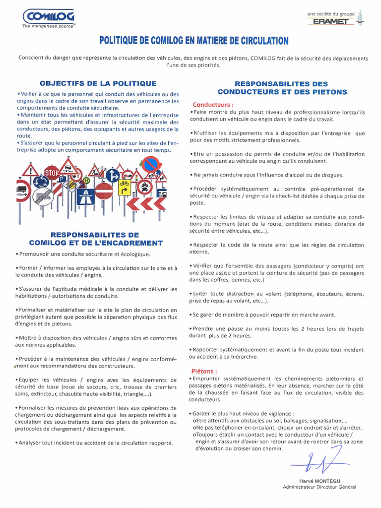 Politique de Comilog en Matiere de Circulation v1 | PDF