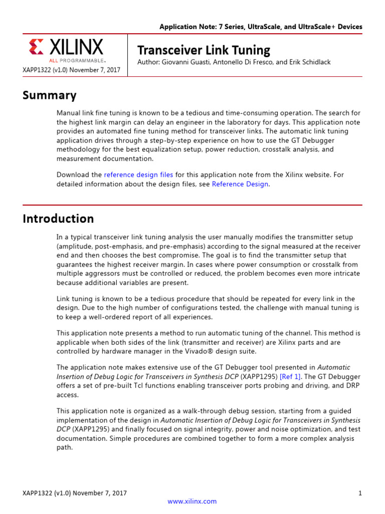 Xapp1322 Transceiver Link Tuning | PDF | Field Programmable Gate Array ...