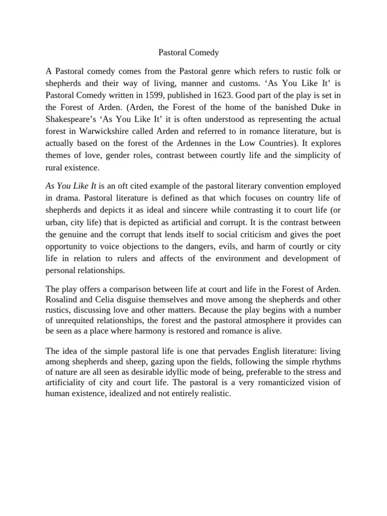 Pastoral Comedy-1 | PDF | Poetry