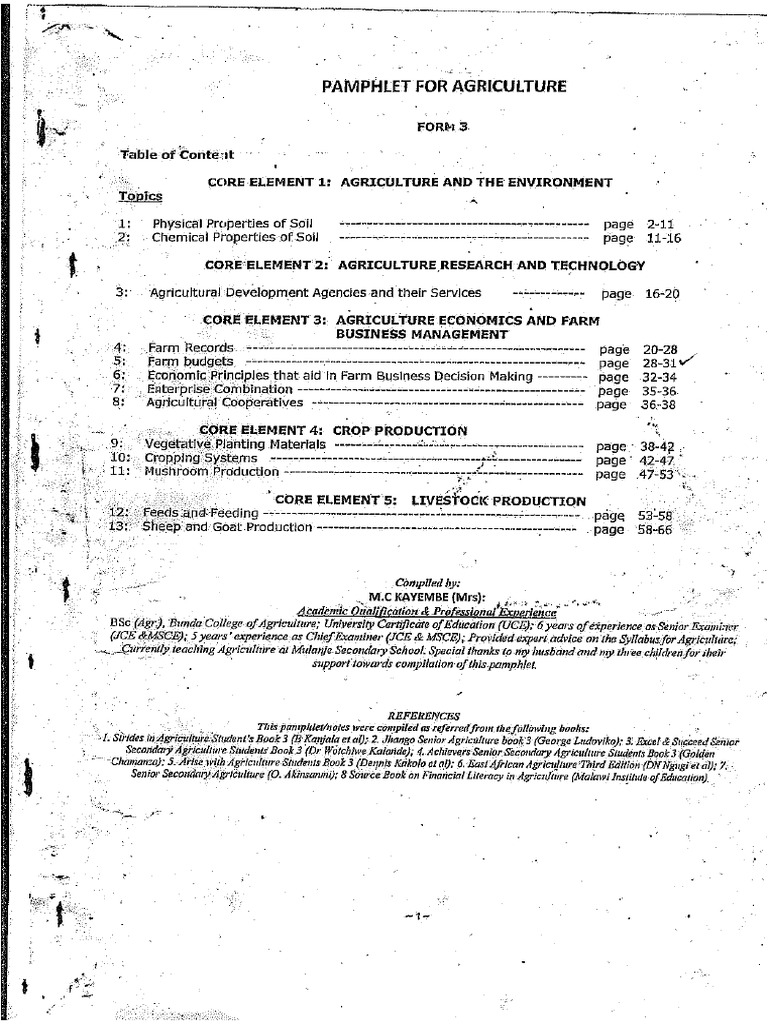 Agriculture Form 3 Kayembe 071506 | PDF