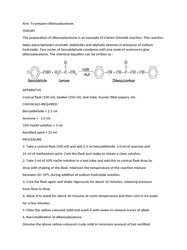 7.preparation of - Di - BenzalAcetone | PDF