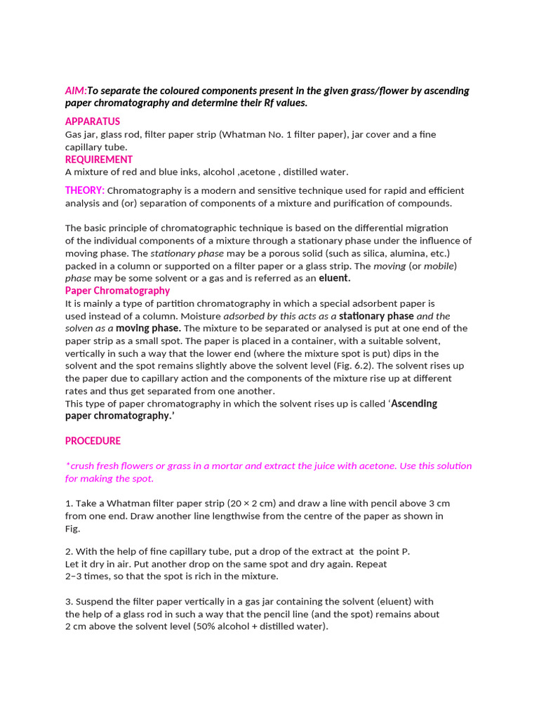 5.separation of Pigments From Extracts of Leaves by Paper ...