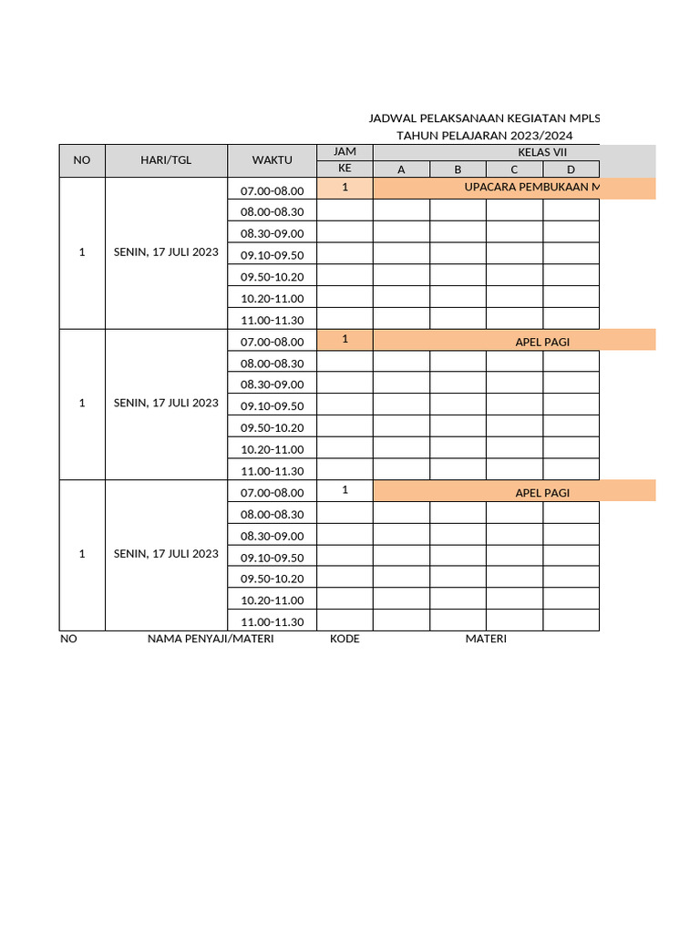 Jadwal MPLS 2023 | PDF | Griya & Taman