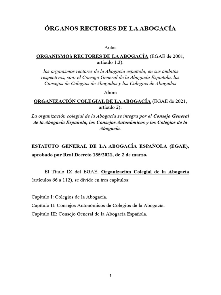 Ã Rganos Rectores de La Abogacã A | PDF | Abogado | Asistencia legal