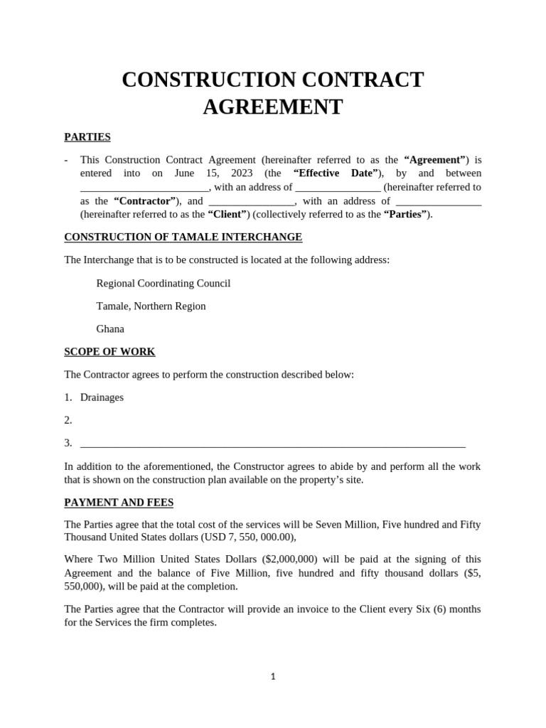 Construction Contract Agreement | PDF | Indemnity | Civil Law (Legal ...