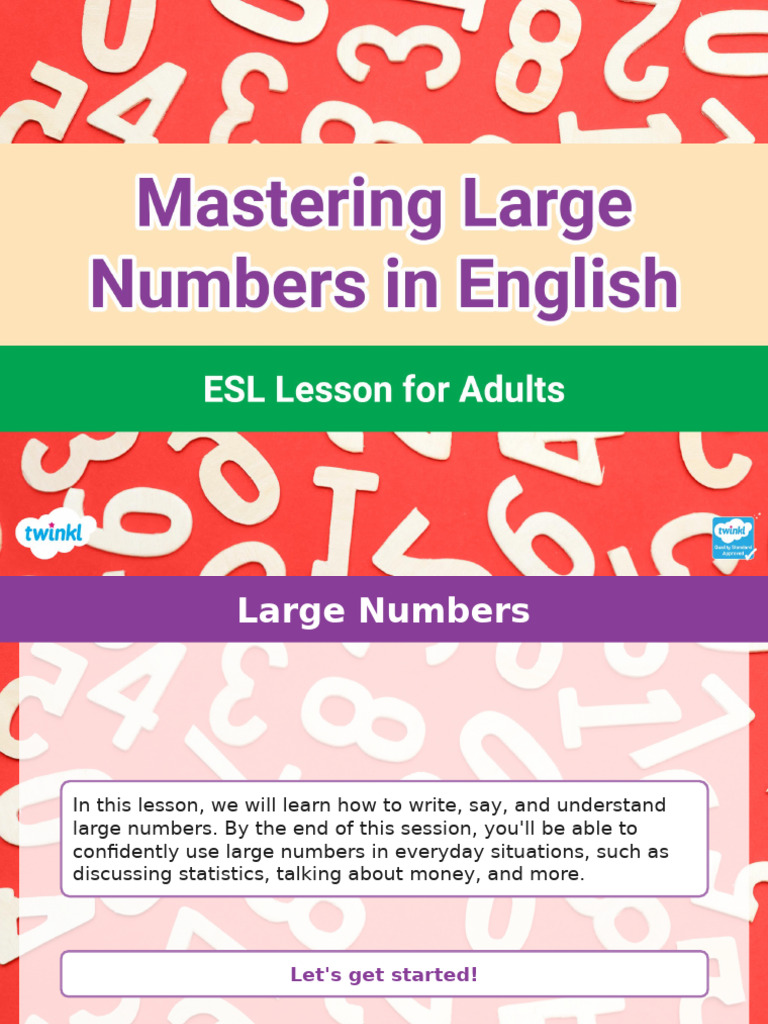 Mastering Large Numbers in English Adults A2-B1 | PDF | Human ...