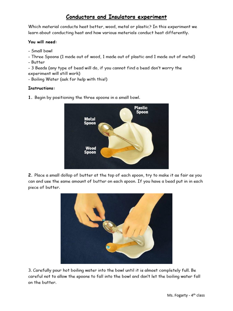 Conductors and Insulators Experiment | PDF | Home & Garden