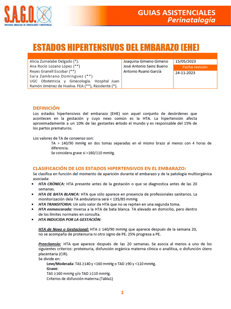 Ehe Estados Hipertensivos Del Embarazo | PDF | El embarazo | Hipertensión
