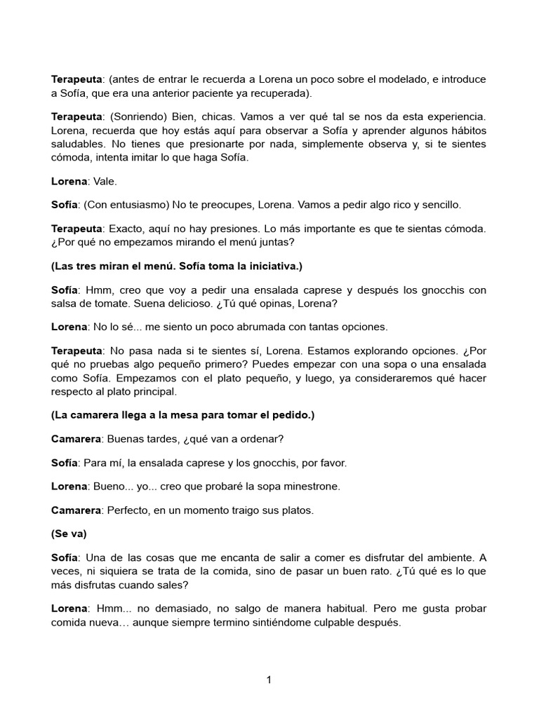 Diálogo Modelado Lorena | PDF | Cocina, comidas y vino | Relaciones ...