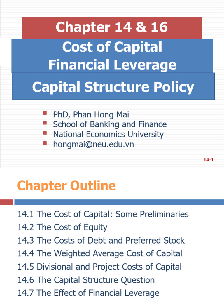 Handout - Chapter 14 - 16 - Cost of Capital - Capital Structure - 8.2024 | PDF | Cost Of Capital ...