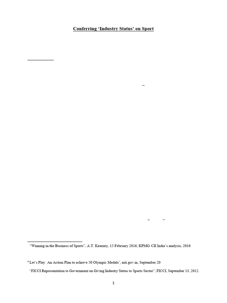 Conferring Industry Status On Sport - Anika Dhingra | PDF | National ...