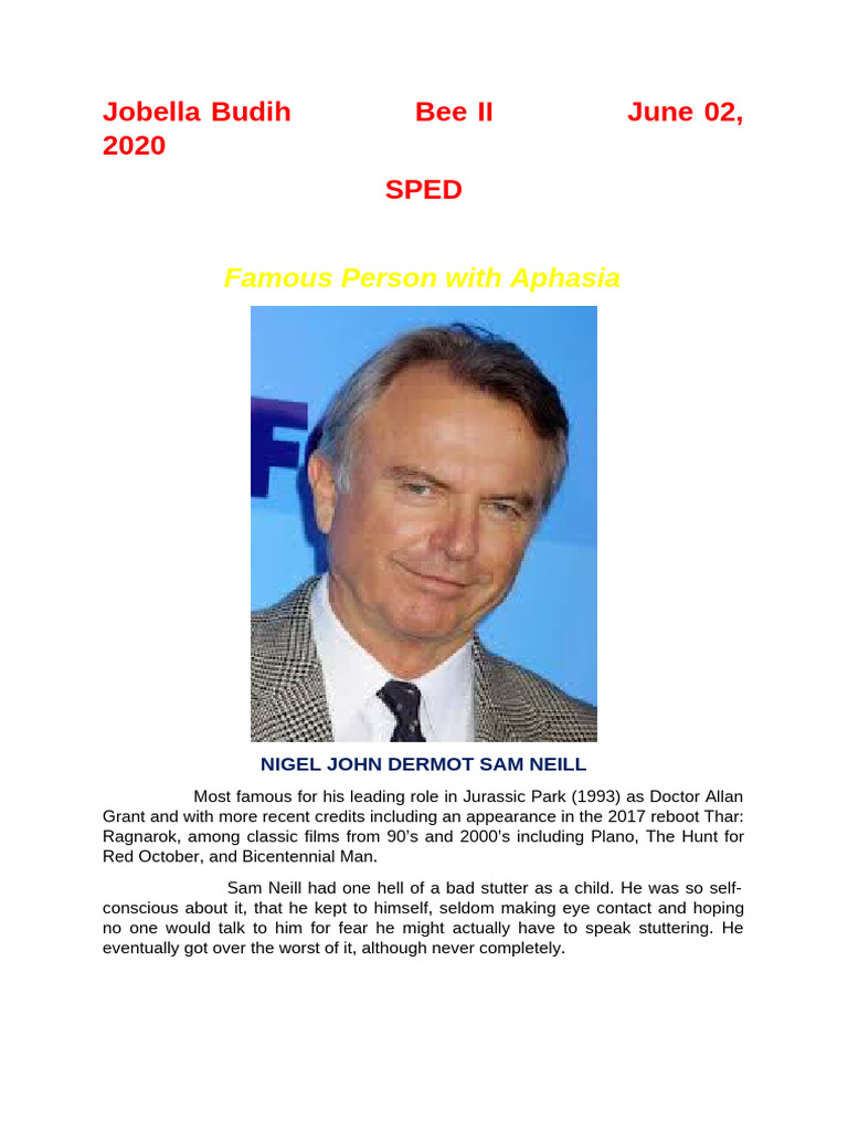 Famous Person With Aphasia | PDF