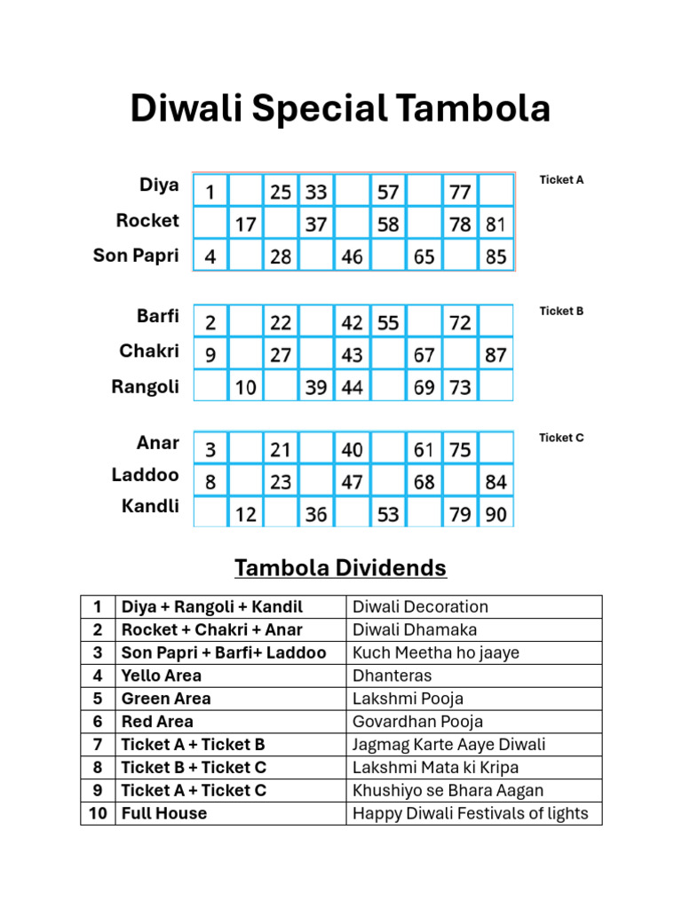 Diwali Special Tambola.V4 | PDF | Religion & Spirituality