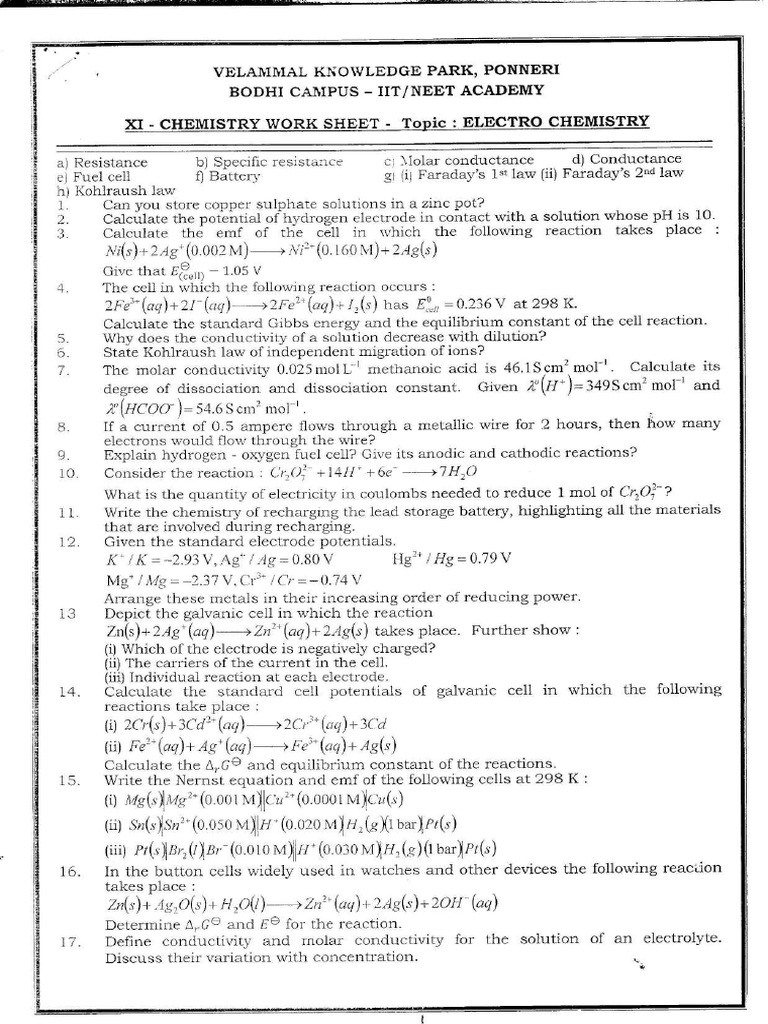 Electro Chemistry Final | PDF
