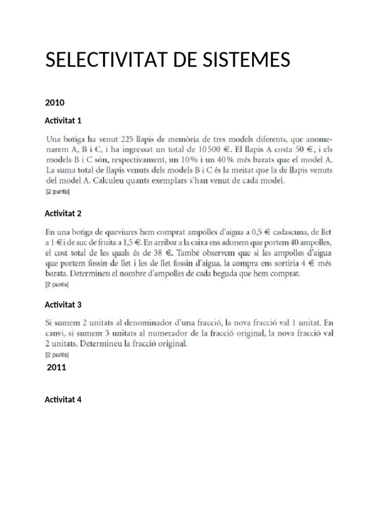 Exercicis Sele SISTEMES | PDF