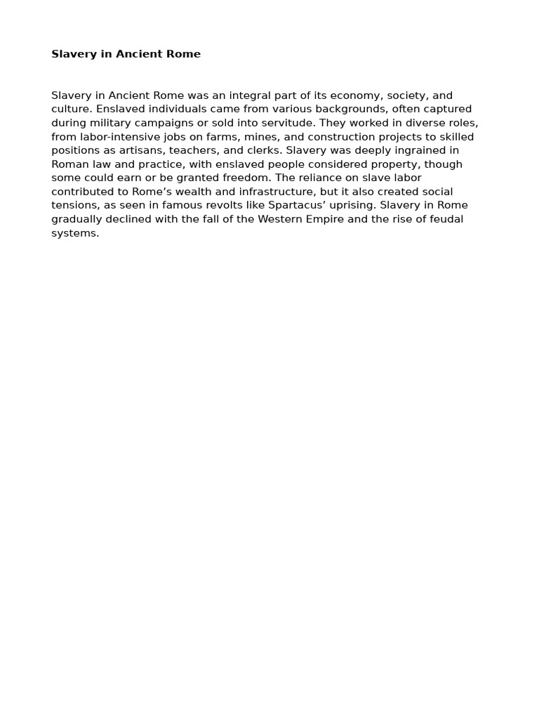 Slavery in Ancient Rome | PDF | History