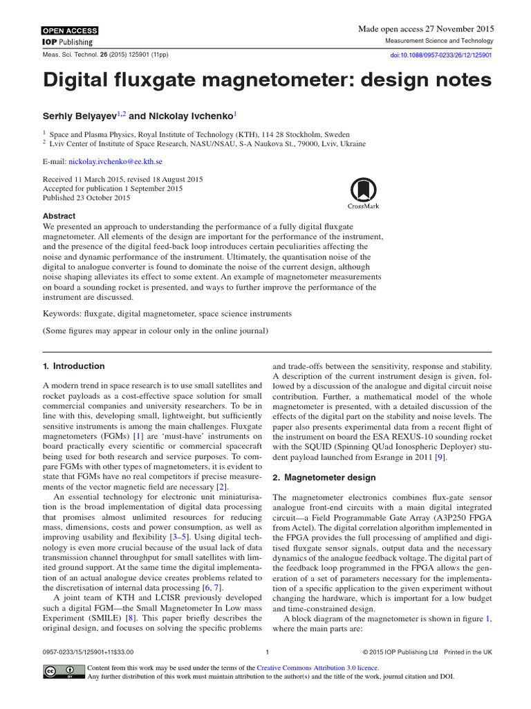Digital Fluxgate Magnetometer Design Notes | PDF | Analog To Digital ...