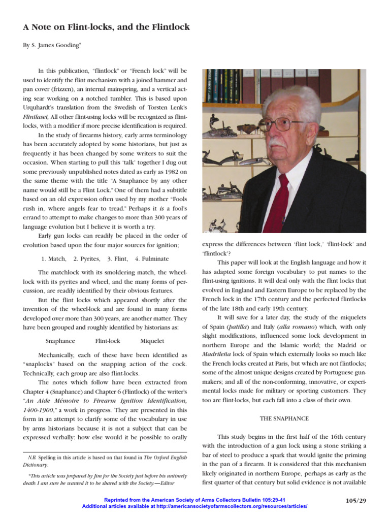 2012 B105 A Note On Flint Locks and The Flintlock | PDF | Firearm ...