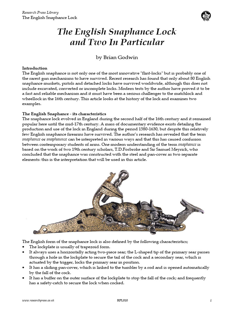 rpl010 English Snaphance Lock | PDF | Weapon Design | Firearm Components