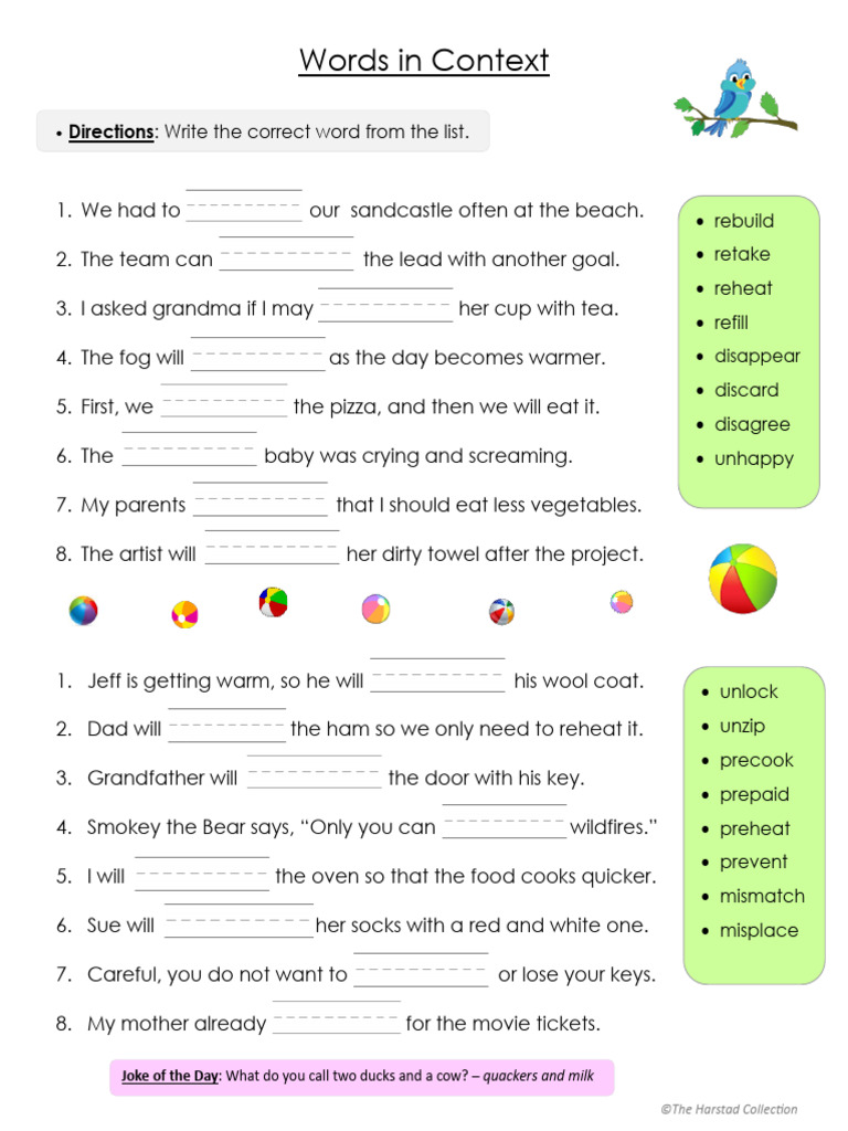 Words in Context:: Write The Correct Word From The List | PDF
