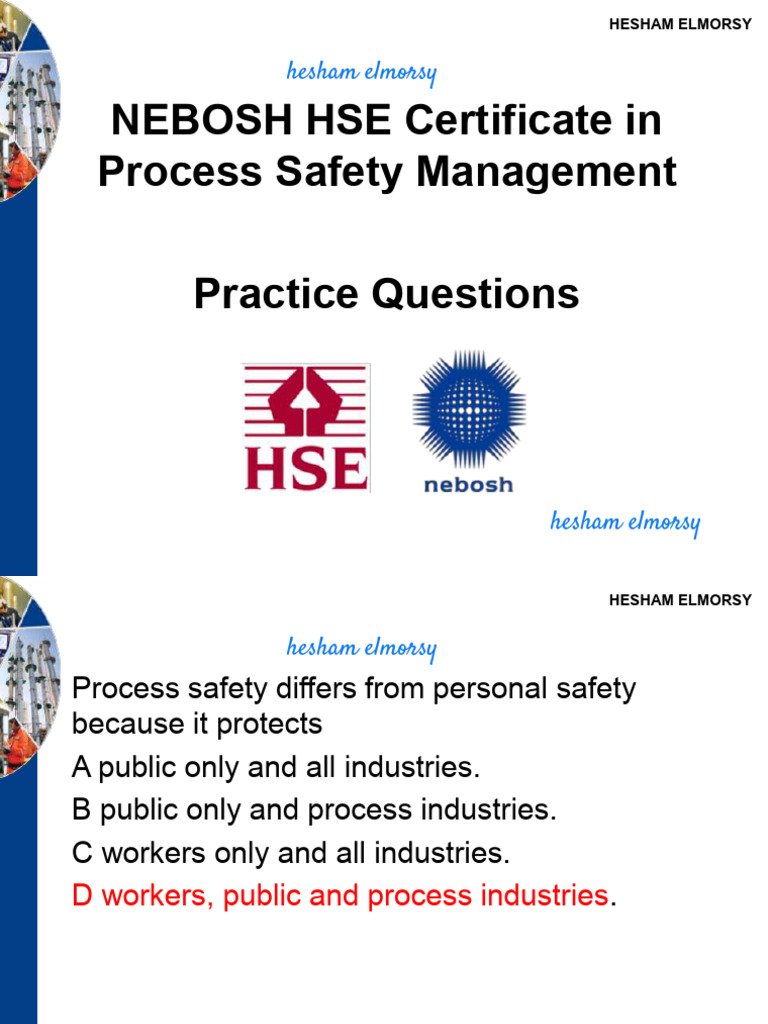 PSM Questions Exams - Answer Hesham ELMorsy | PDF | Fires | Safety