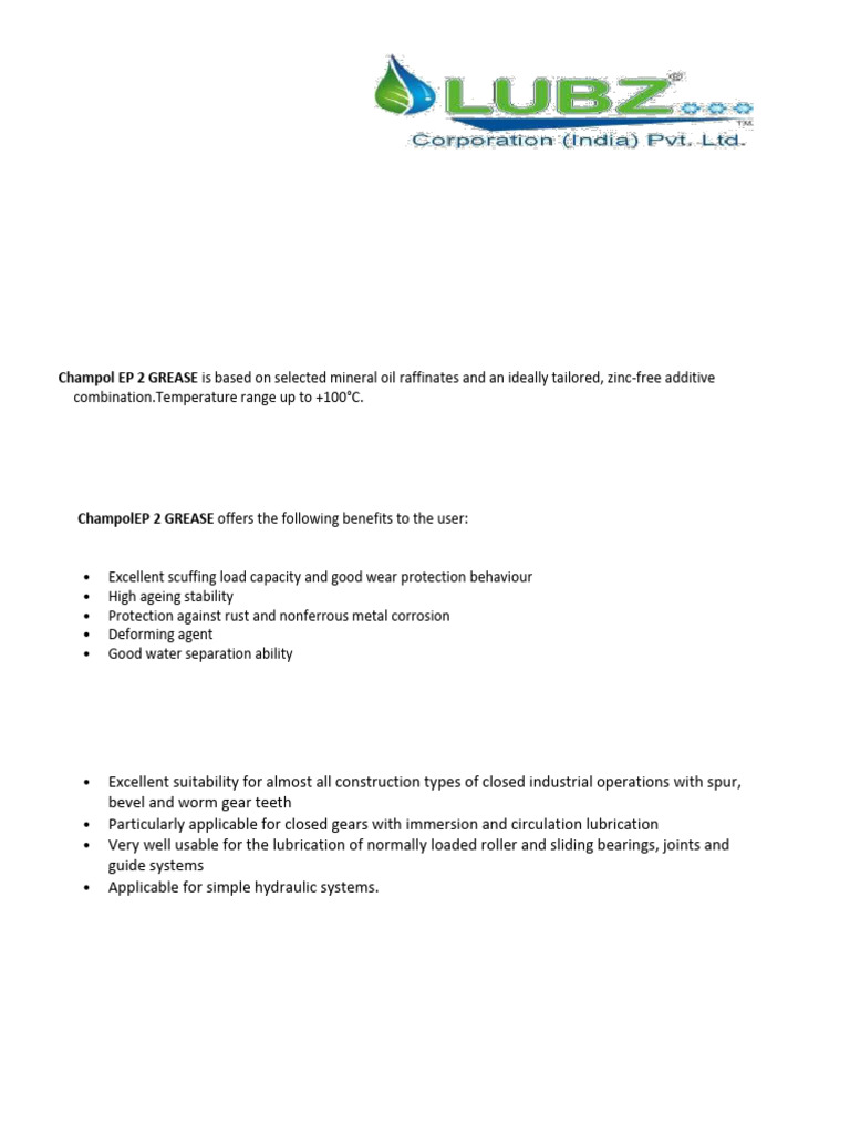Champol Ep2 Grease Pdi | PDF | Materials | Building Engineering