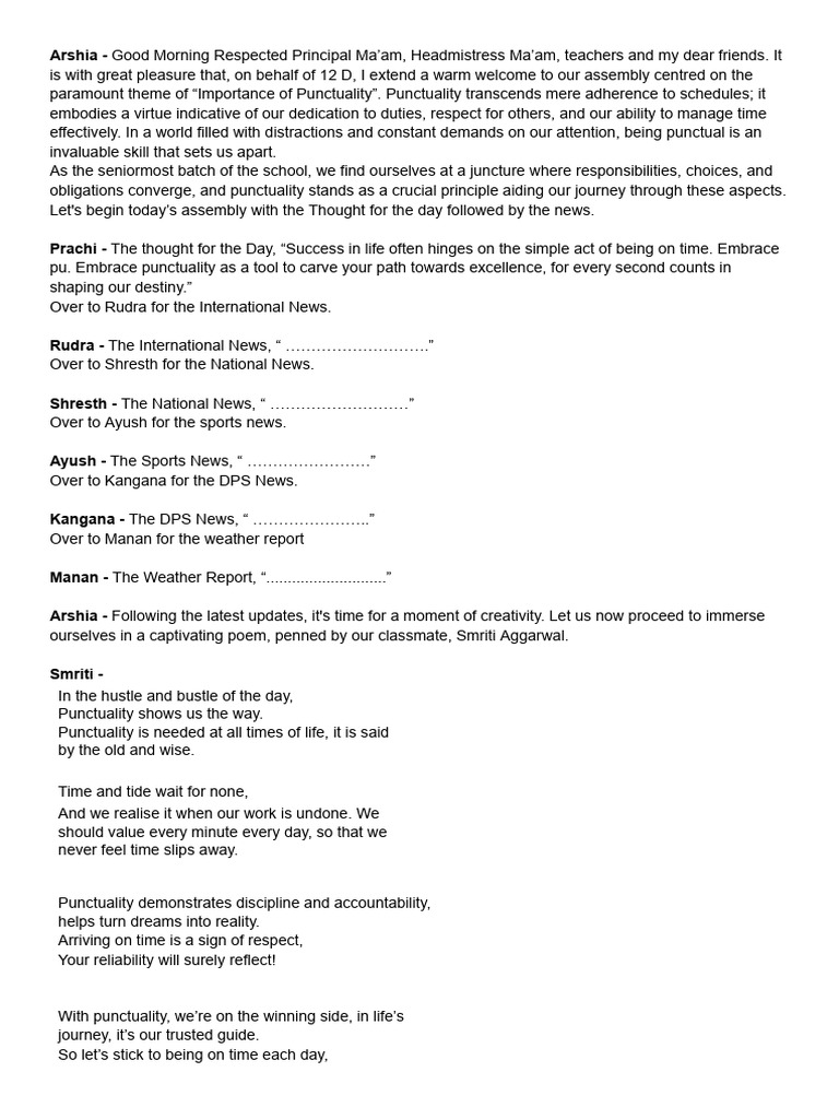 Assembly Script | PDF | Career & Growth | Self-Improvement
