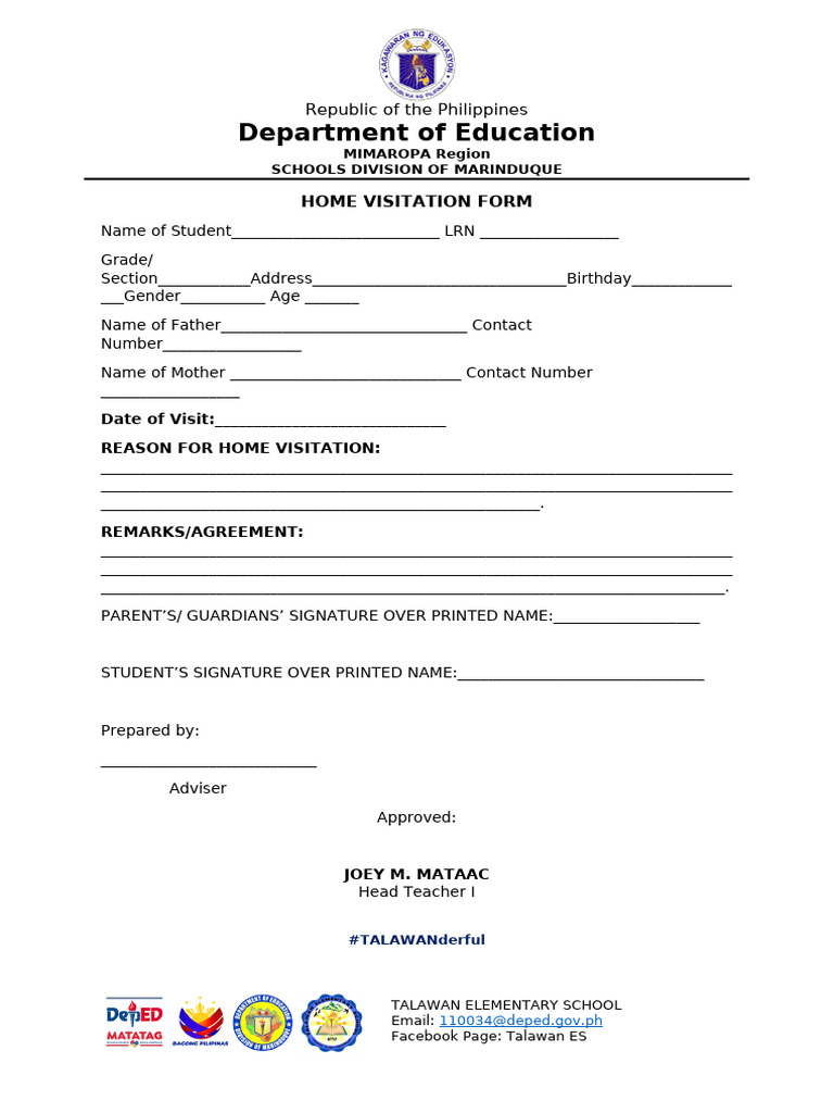Home Visitation Form Template | PDF