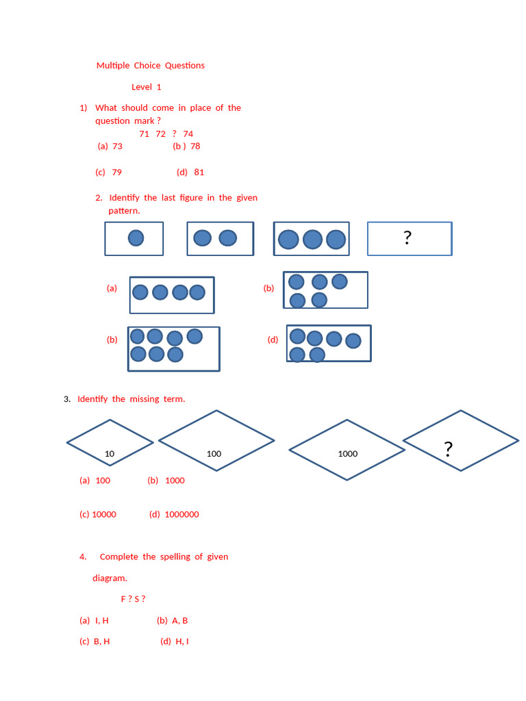 Multiple Choice Questions | PDF