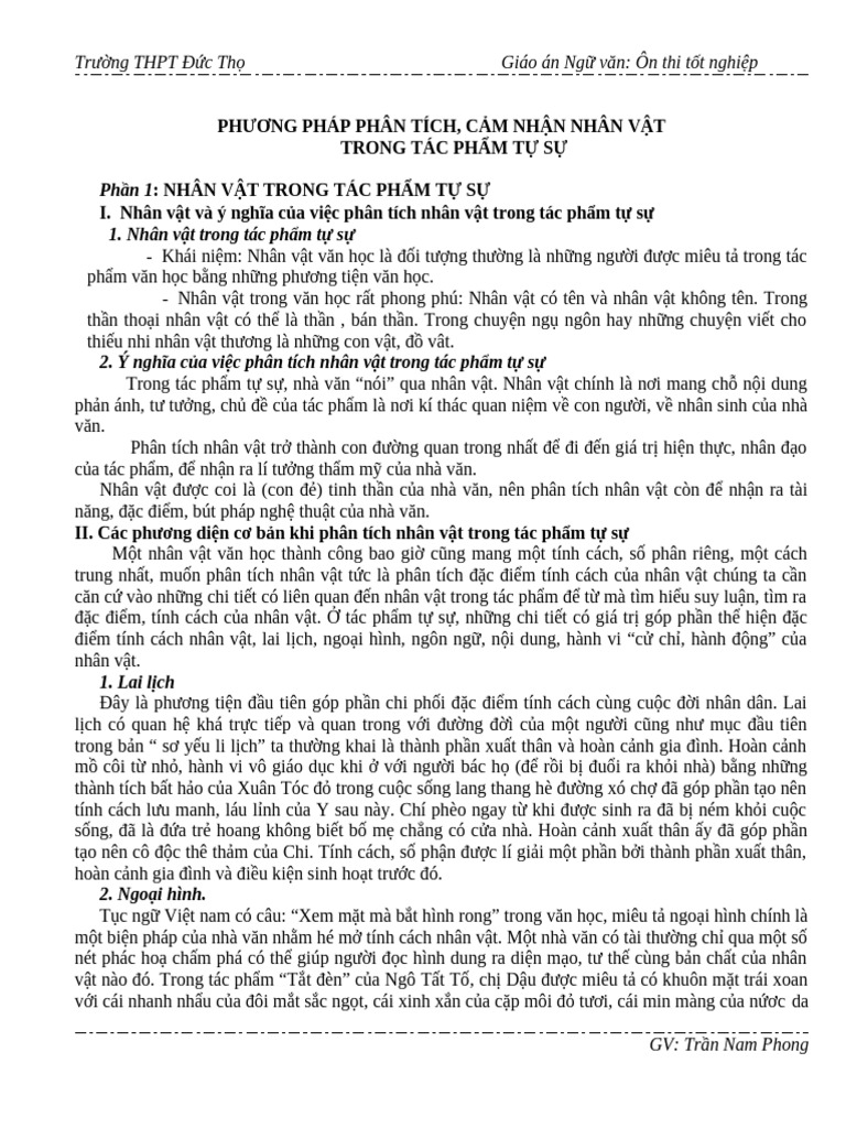 Chuyen de PP Phan Tich Nhan Vat Trong TP Tu Su | PDF