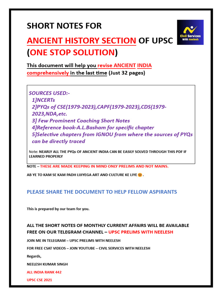 Ancient History Handwritten Notes | PDF | Science & Mathematics