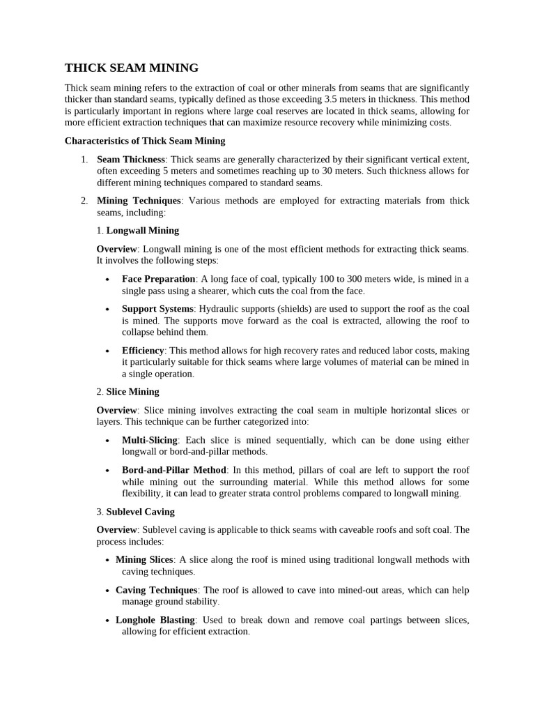 IME UNIT 4 Thick Seam Mining | PDF | Coal Mining | Mining