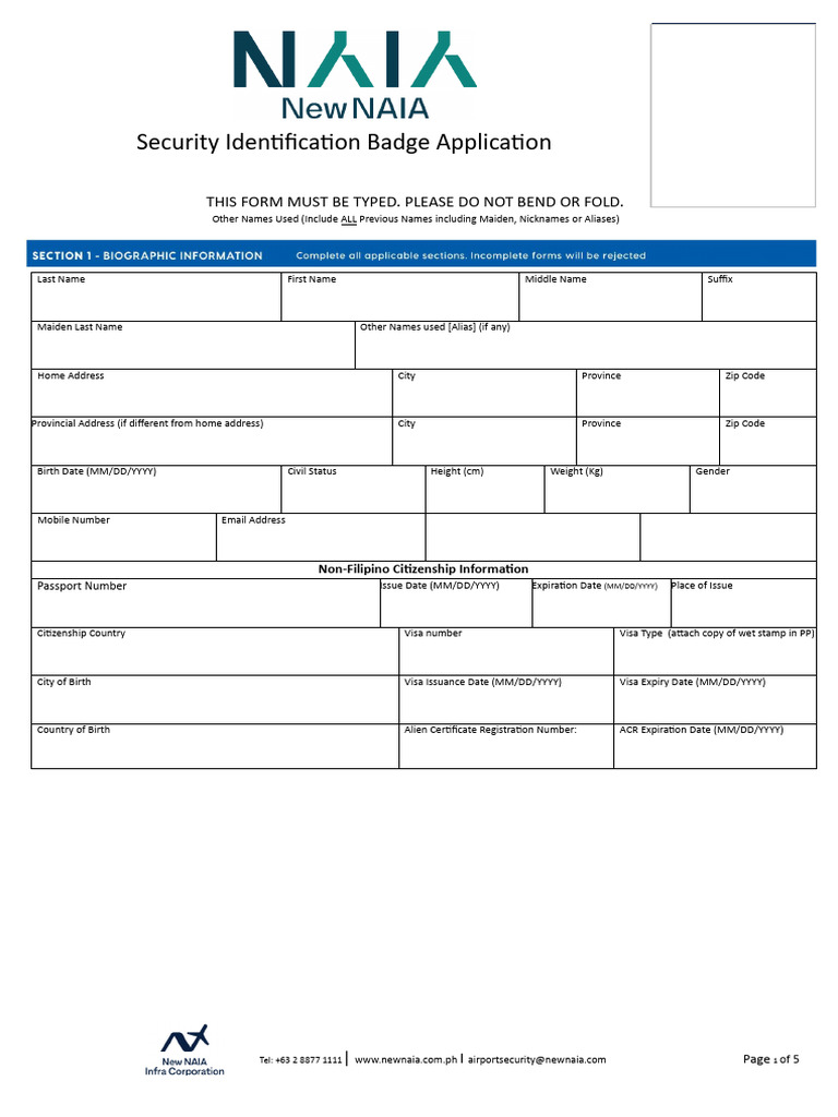 Updated Nnic Badge App Form 1 | PDF | Airport | Customs