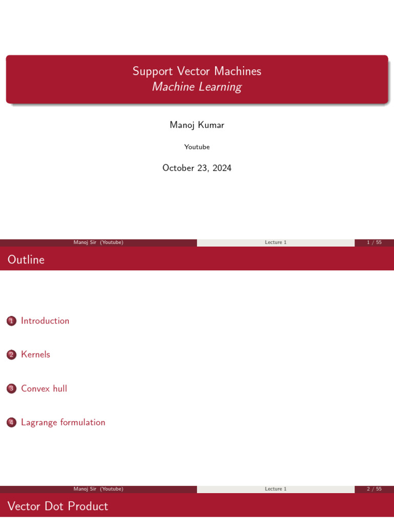 SVM Class 2 | PDF | Support Vector Machine | Linear Algebra