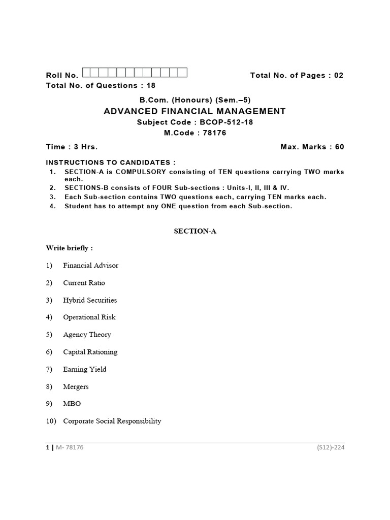 PTU Previous Year Paper Jan-2021 | PDF | Private Sector | Financial ...