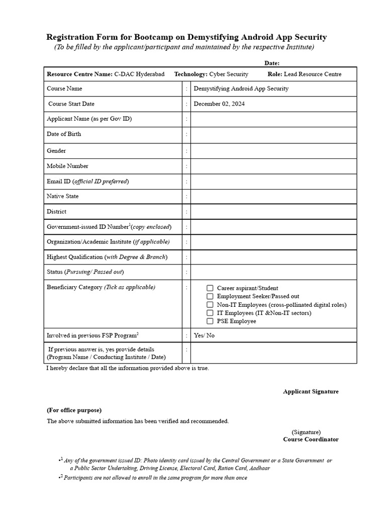 BCMP Registration Form-DAAS | PDF | Authentication | Government And ...