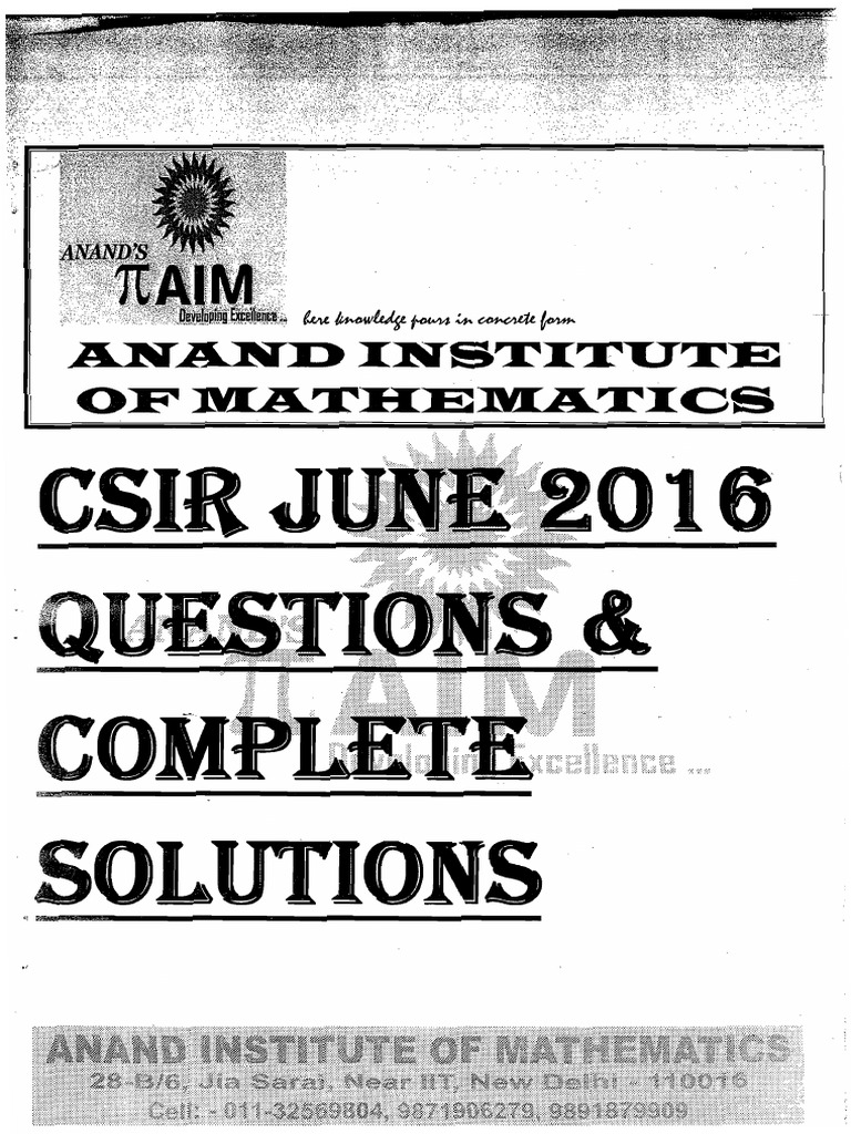 Csir Net Mathematical Sciences Solved Paper 2011 2016 | PDF