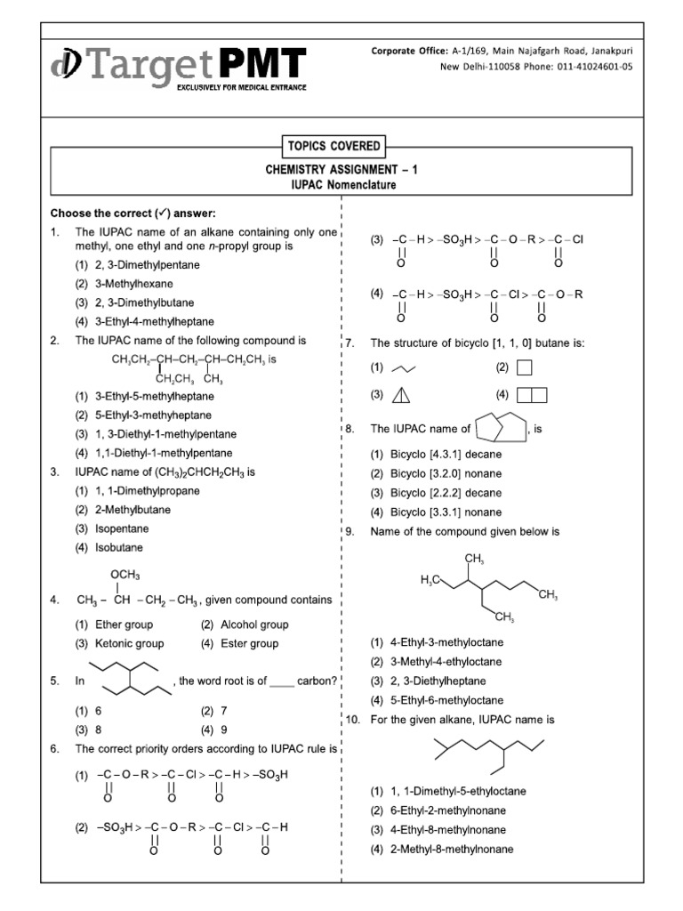 IUPAC - Nomenclature 01 | PDF